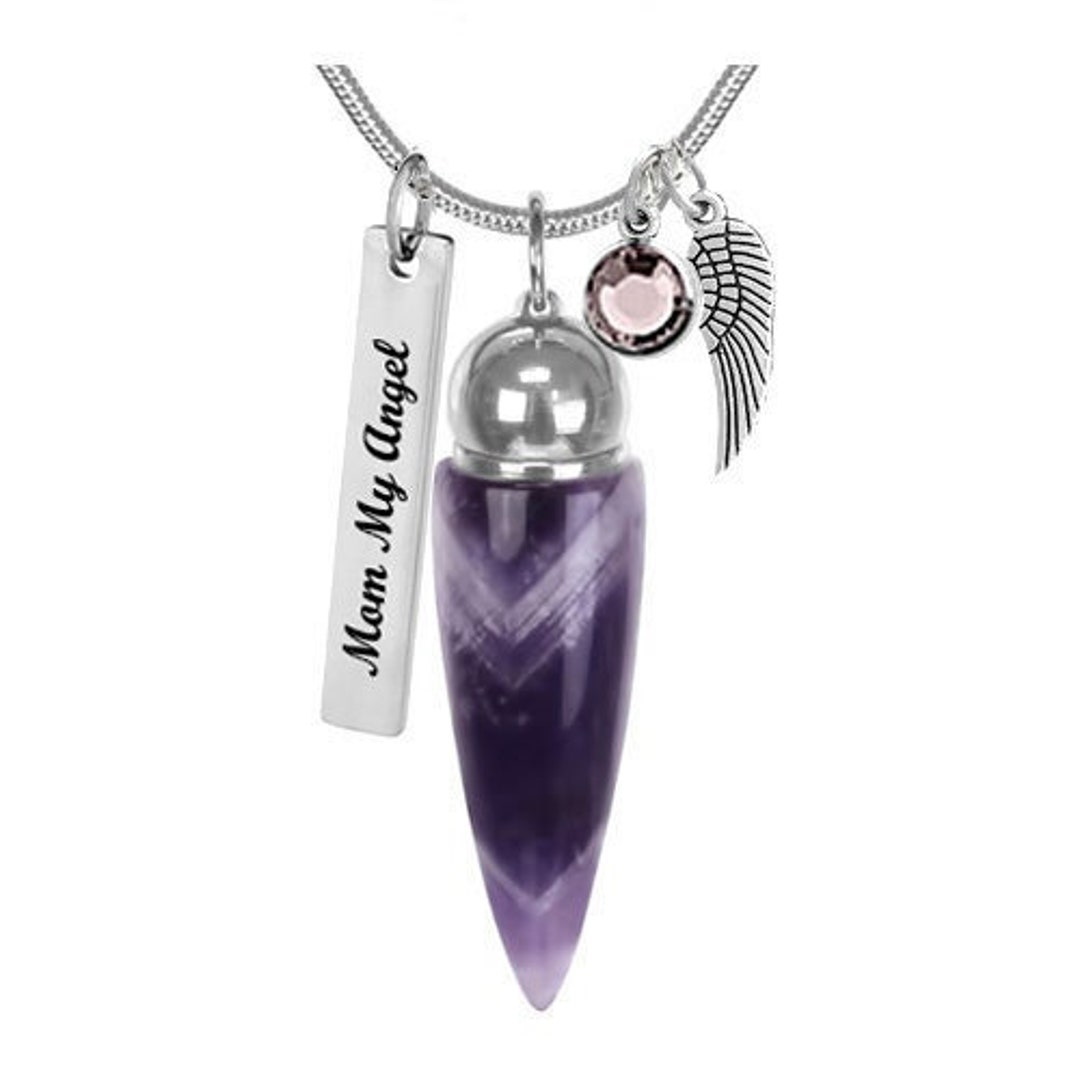 Amethyst Crystal Ash Urn Necklace: Stainless Steel Memorial Keepsake - Etsy