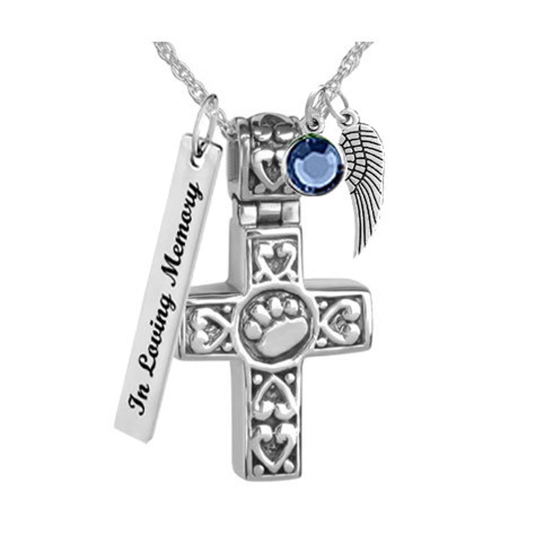 Cross Paw Print Ash Pendant Urn - Love Charms™ Option - Etsy