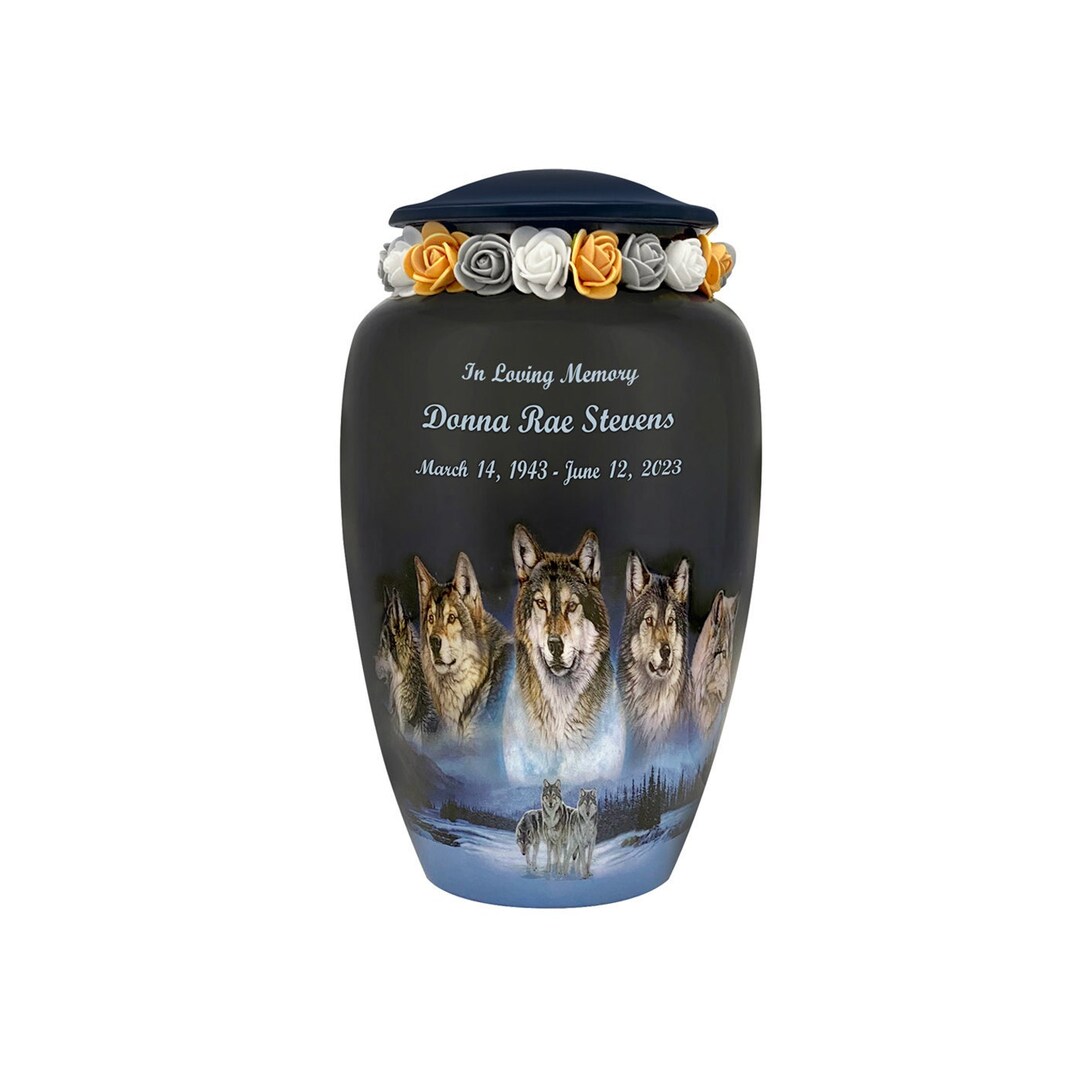 Five Wolves Moon Adult Cremation Urn - Fast Engraving - Adult Urn ...