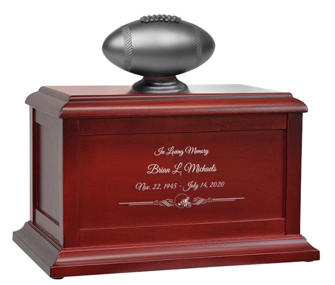 Football Redwood Adult Cremation Urn - Miniature Football on an Adult ...