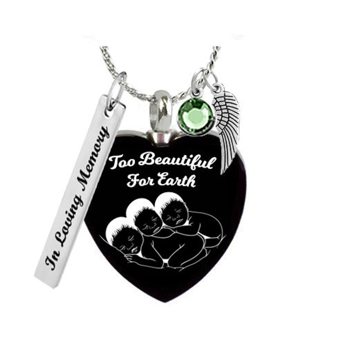 Too Beautiful for Earth Triplets Heart Urn - Love Charms® Engraving ...