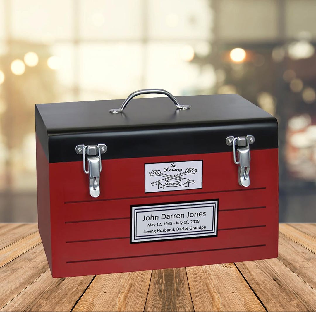 Red Toolbox Cremation Urn for Adults: Crossed Tools, Free Name Plate - Etsy