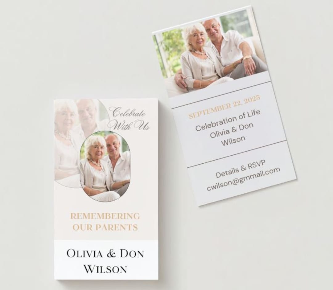 Celebration Photo Memorial Cards - Funeral Cards - Celebration of Life ...
