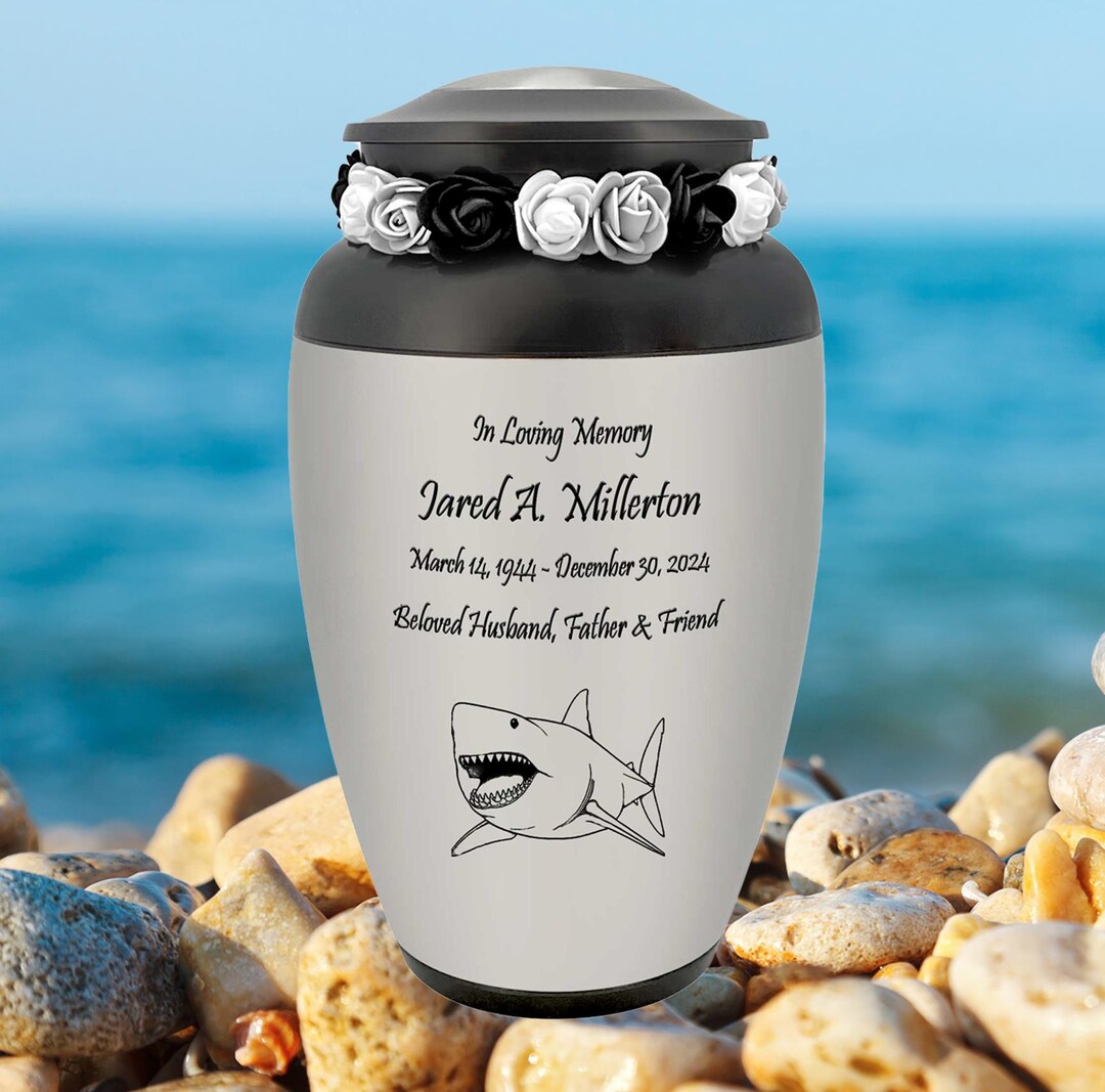 Shark Adult Cremation Urn - Personalized Engraving - Lifetime Warranty ...