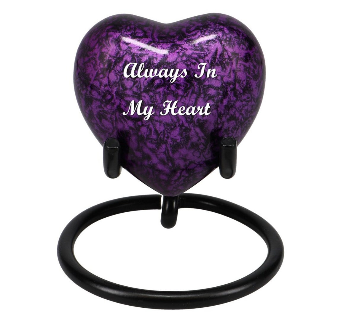 Purple Marbled Heart Keepsake Urn Stand Option | Etsy