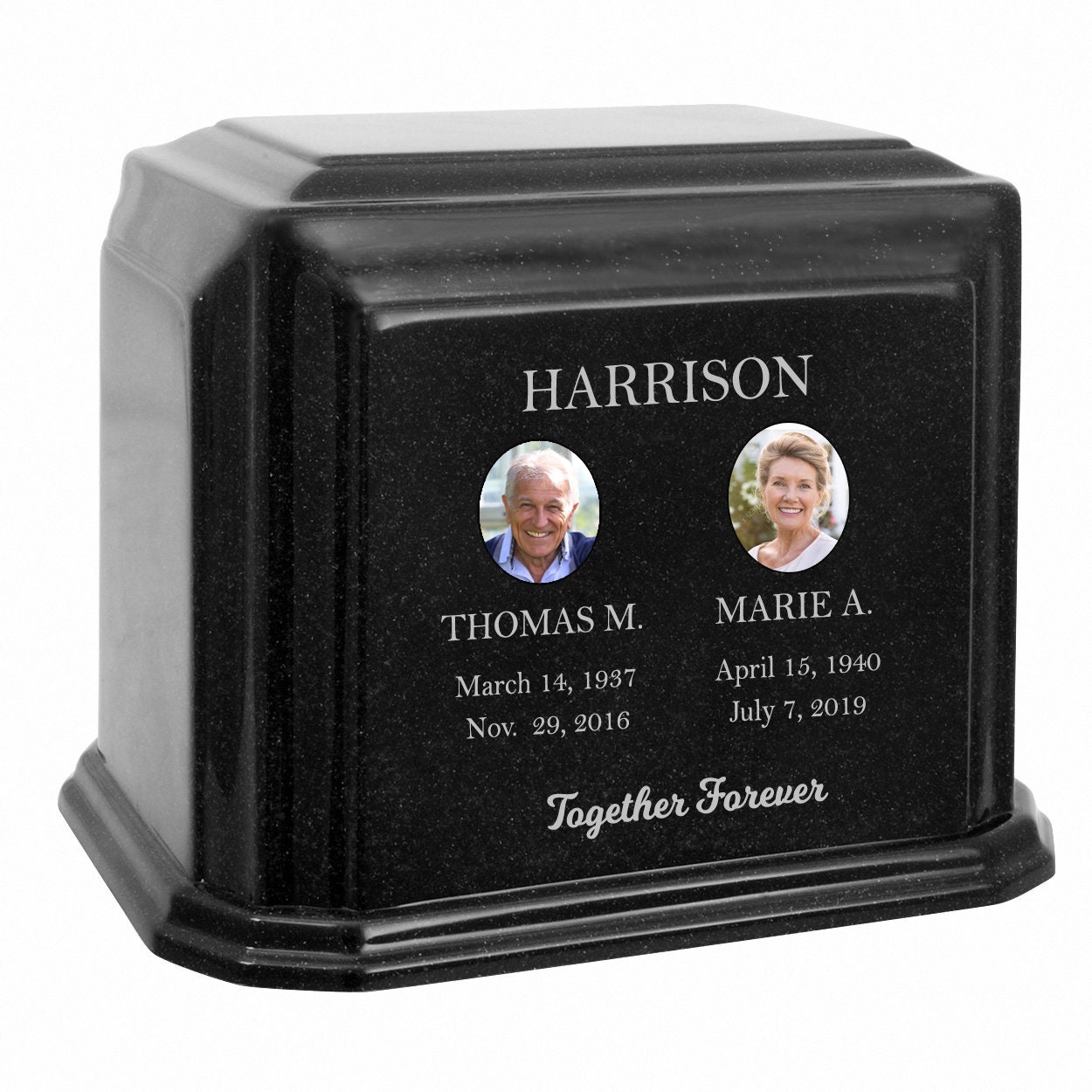 Granite Black Double Photo Urn - Etsy
