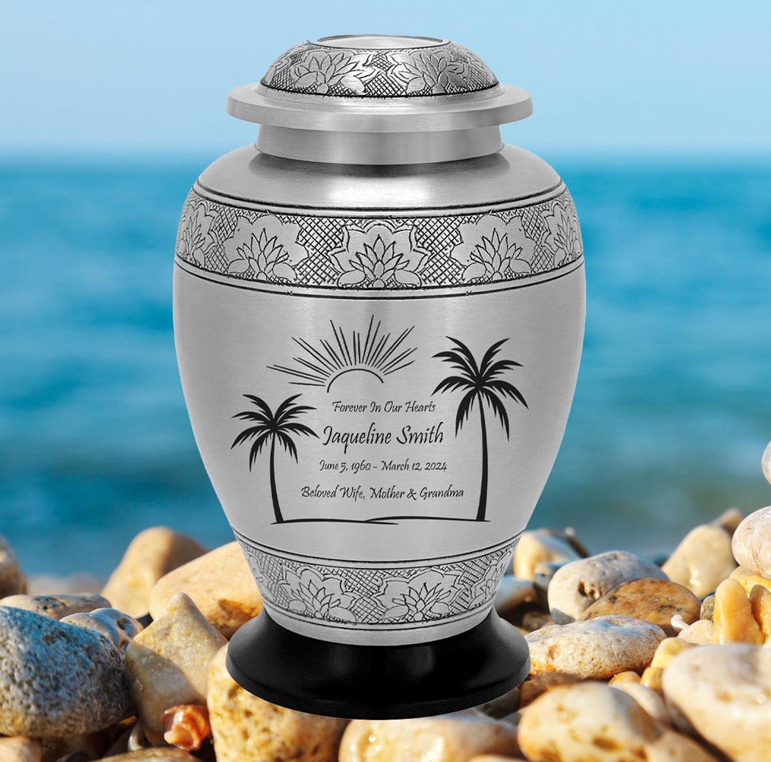 Silver Palm Trees Adult Cremation Urn - Engraving Option - Etsy