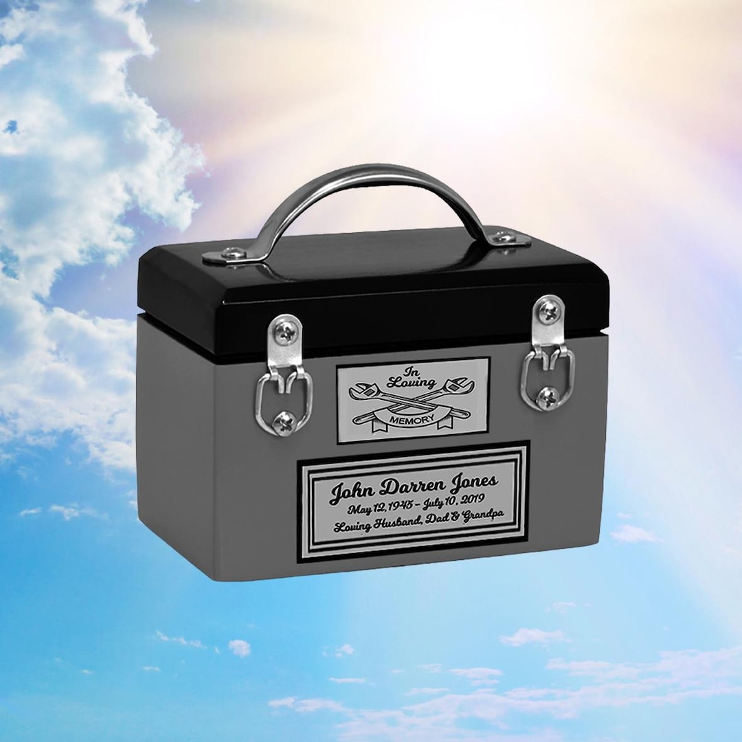 Personalized Mechanic Cremation Mini Urn, Mini Toolbox Memorial Urn ...