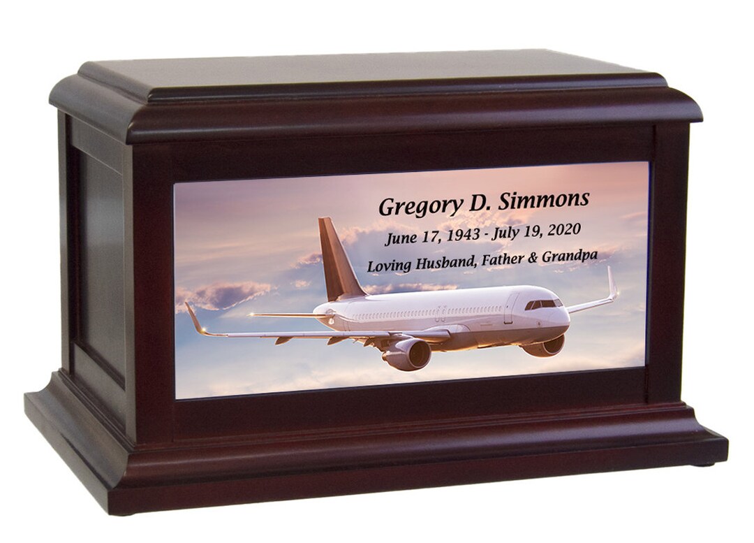Airplane Cremation Urn – Pilot Memorial, Engraved Wood Urn - Etsy