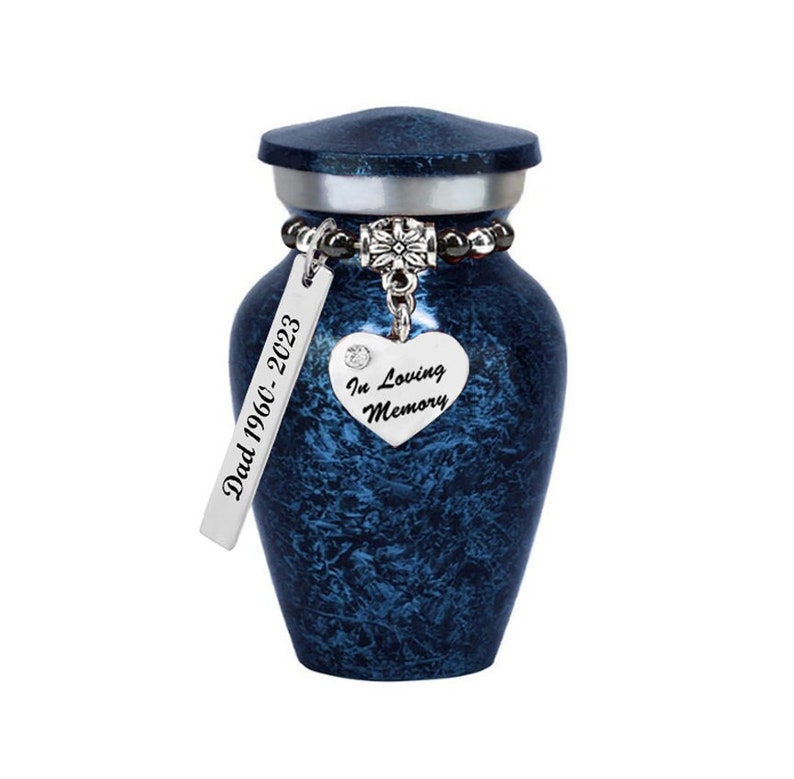 In Loving Memory Blue Heart Keepsake Urn Love Charms® Option - Etsy