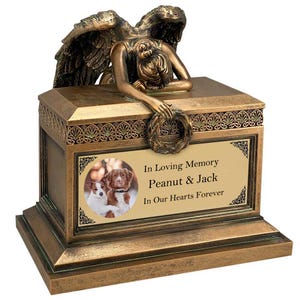 Weeping Angel Photo Pet Cremation Urn - Custom Gold Engraving ...