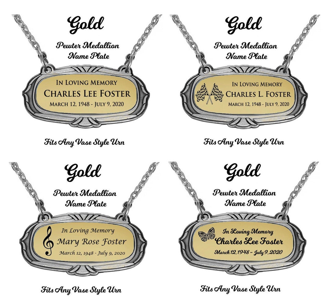 Gold Pewter Medallion Name Plates - 55 Icon Options - Etsy