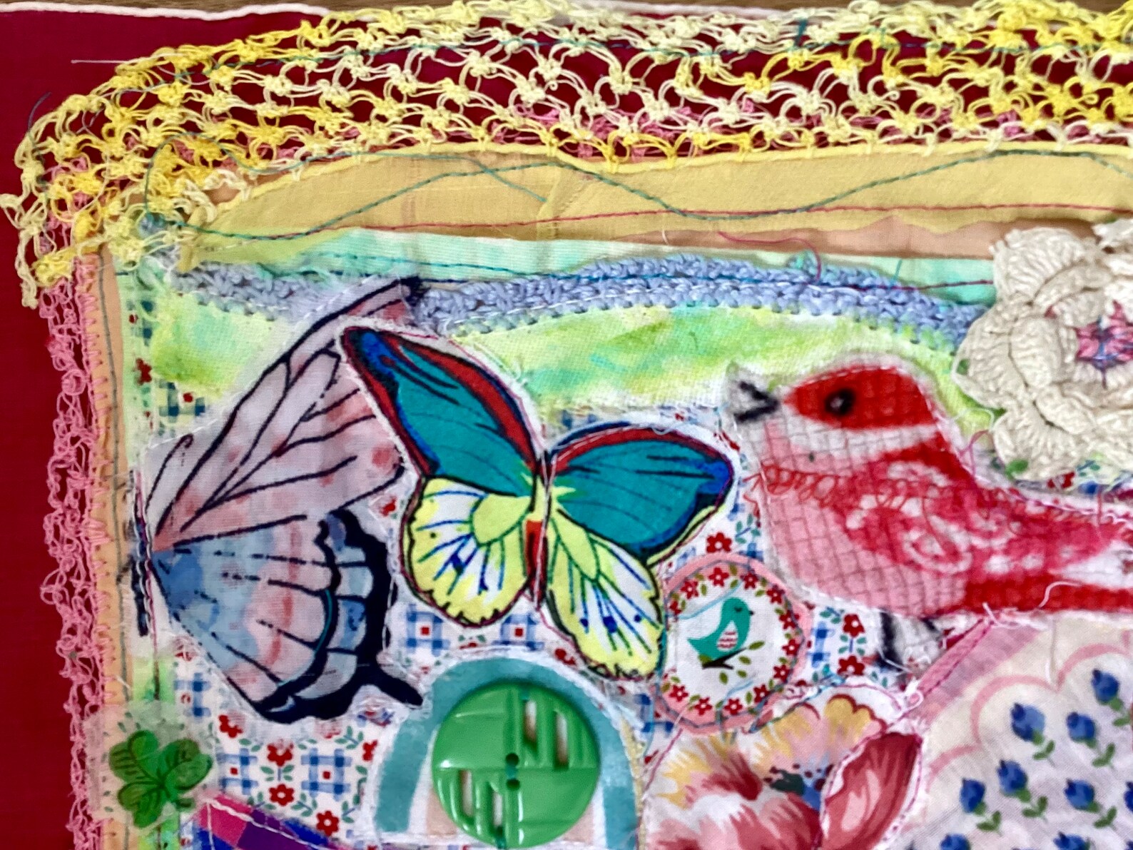 BLESS THIS HOME Hanky & Lot Vintage Linens Christian Fabric Collage ...