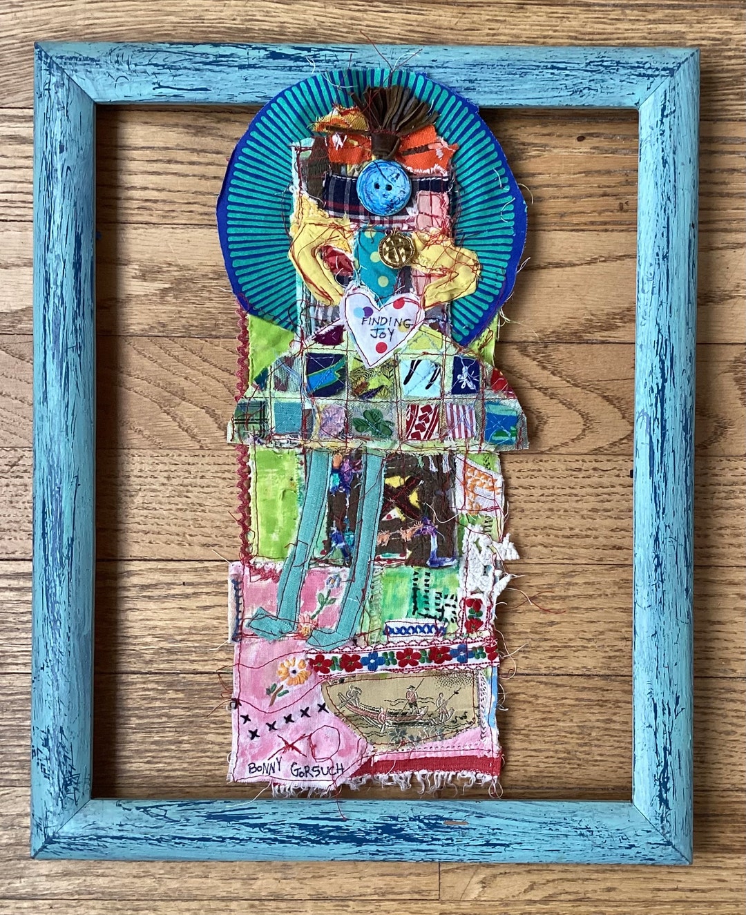 FINDING JOY PATCHWORK My Bonny Original Fabric Collage Folk Art ...