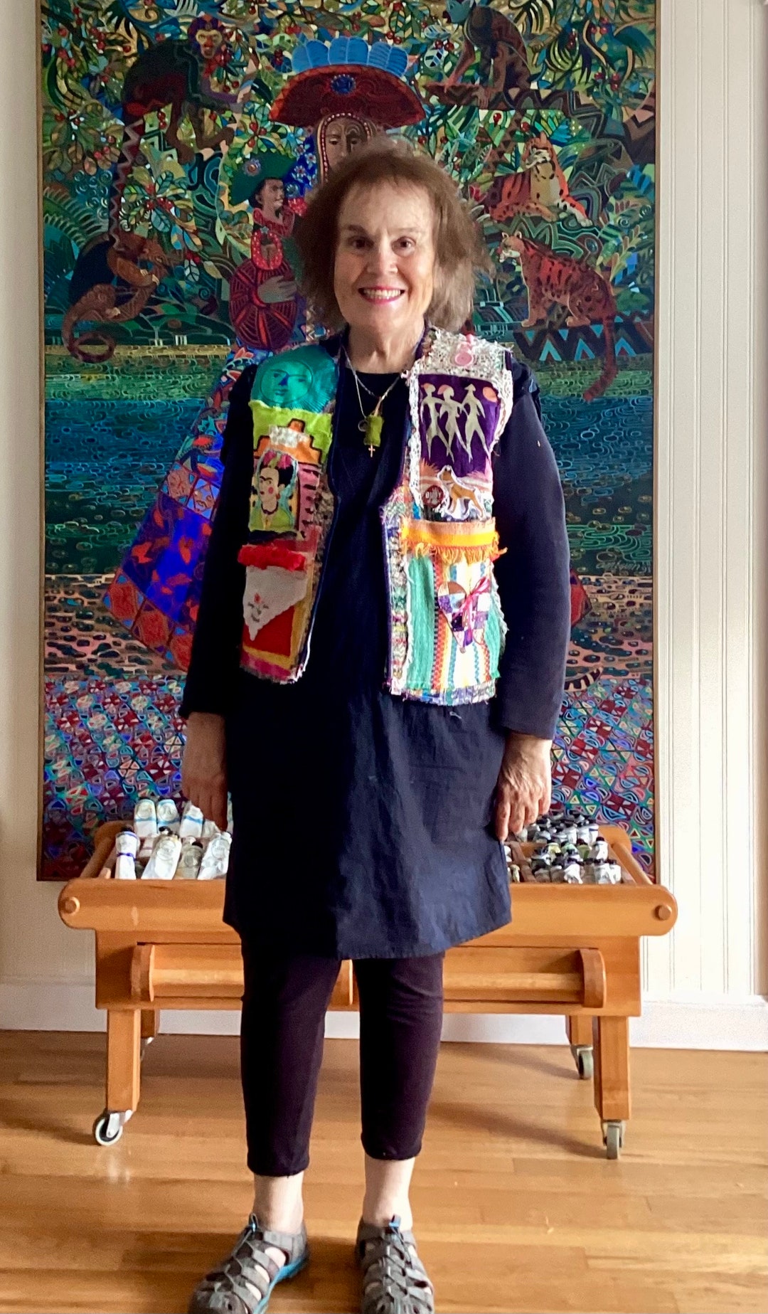 MIXED MEDIA ARTIST Patches Vest Altered Patchwork Couture Vintage ...