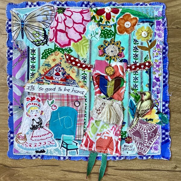 Fabric Collage Art - Etsy