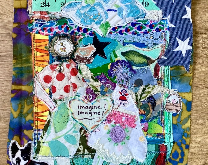 IMAGINE Mary Oliver Poem - My Bonny - Vintage Fabric Scraps Collage ...
