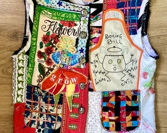 WEARABLE FOLK ART Collage Artist Vest of Many Colours Fiber Cloth ...