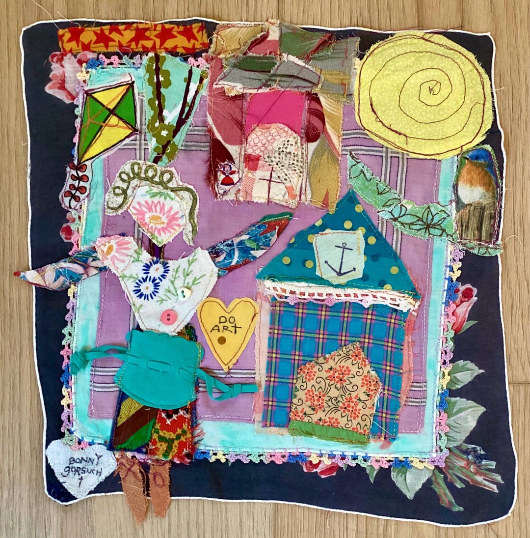 HALLELUJAH HOUSE Hanky Folk Art: Fabric Collage of Vintage Materials ...