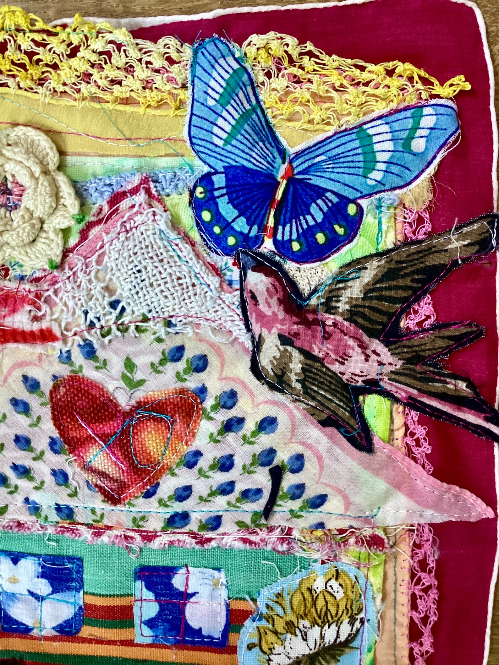 BLESS THIS HOME Hanky & Lot Vintage Linens Christian Fabric Collage ...