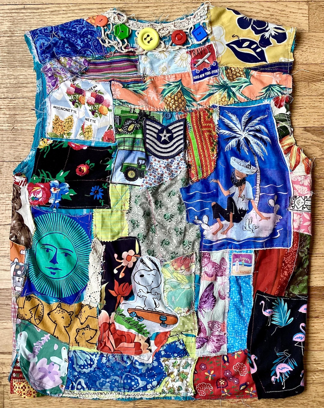 Patchwork Montage Fabric Collage Wearable Art Vest: Artisan Couture ...