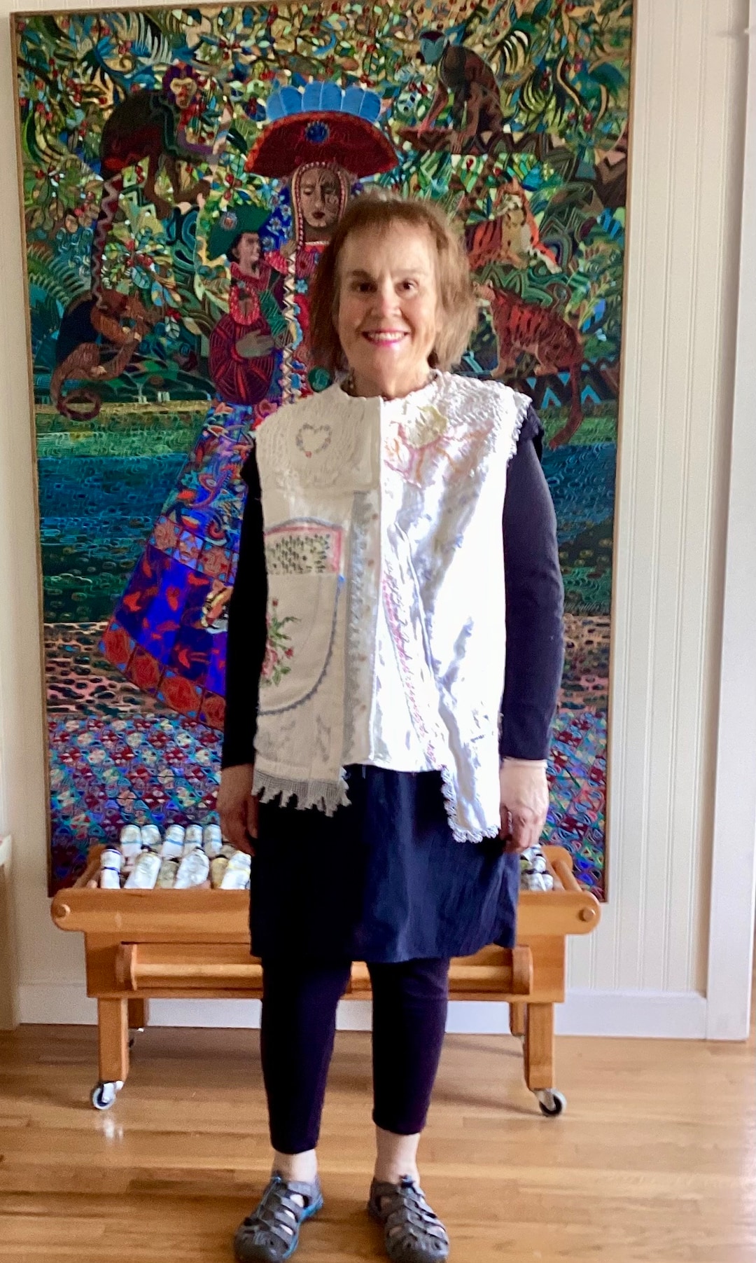 SHABBY DABBY DOO White Vintage Linens Extravaganza Long Vest Textile ...