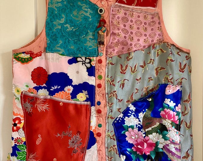 ARTSY ARTISAN ASIAN Vest of Many Colours - Wearable Fabric Collage Folk ...