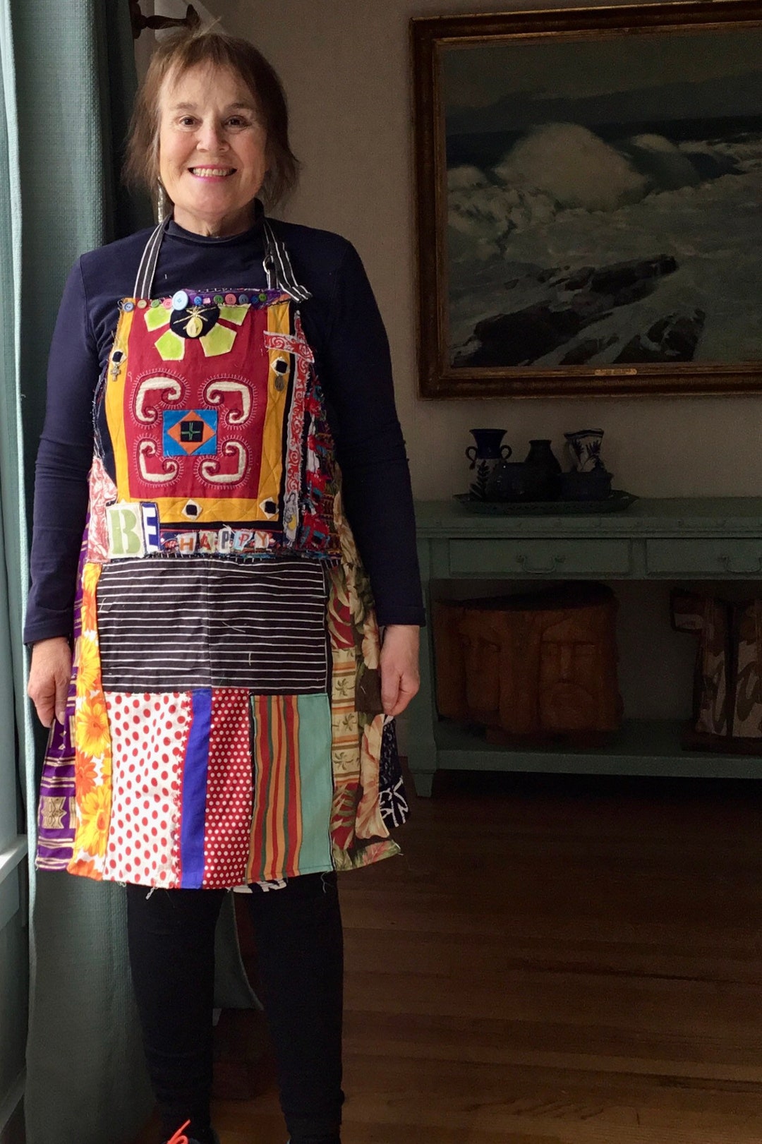 BE HAPPY APRON My Bonny Ethnic Tribal Native Boho Collage Clothing ...