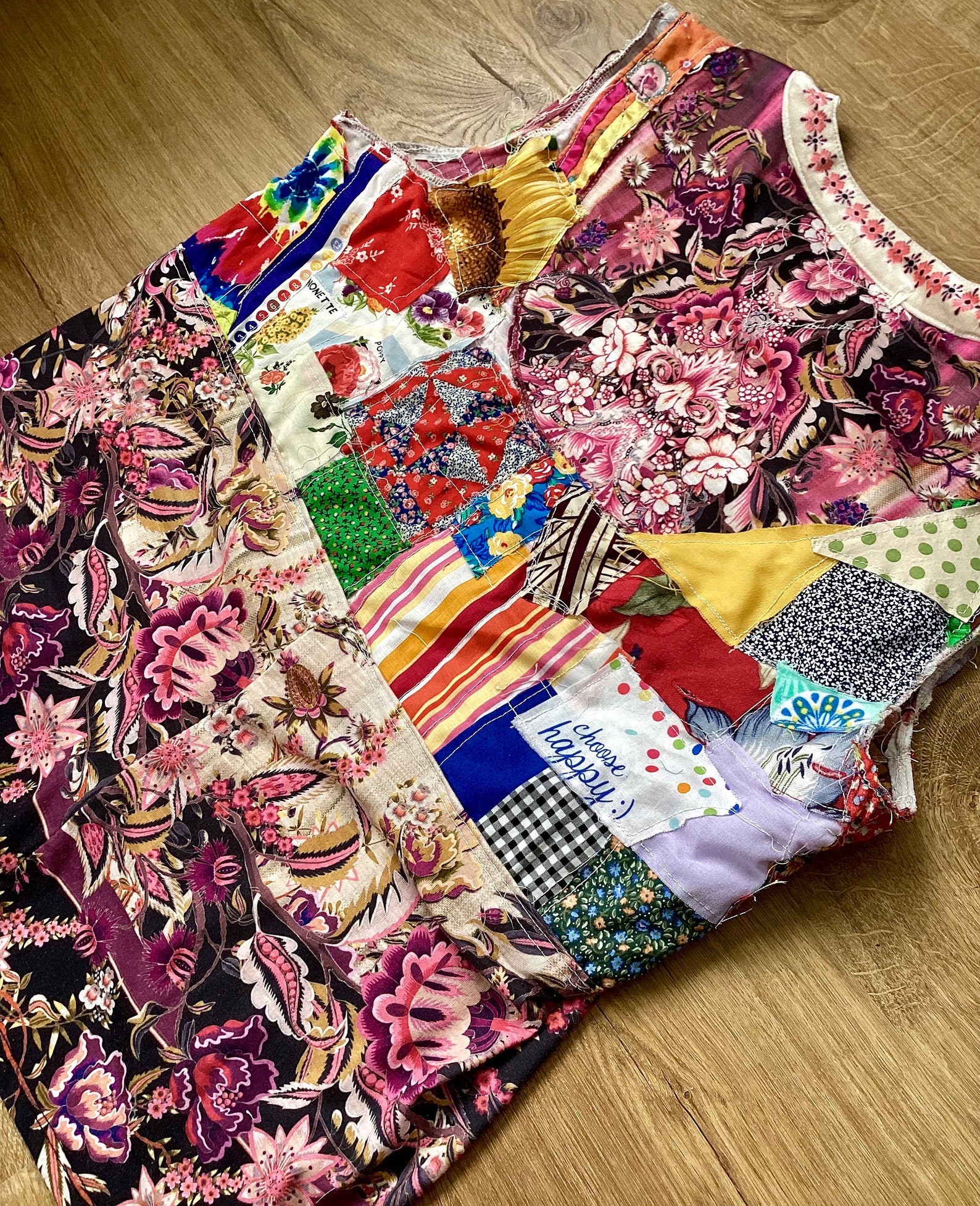 Boho ARTISAN SCRAPS VEST of Many Colours Wearable Fabric Collage ...