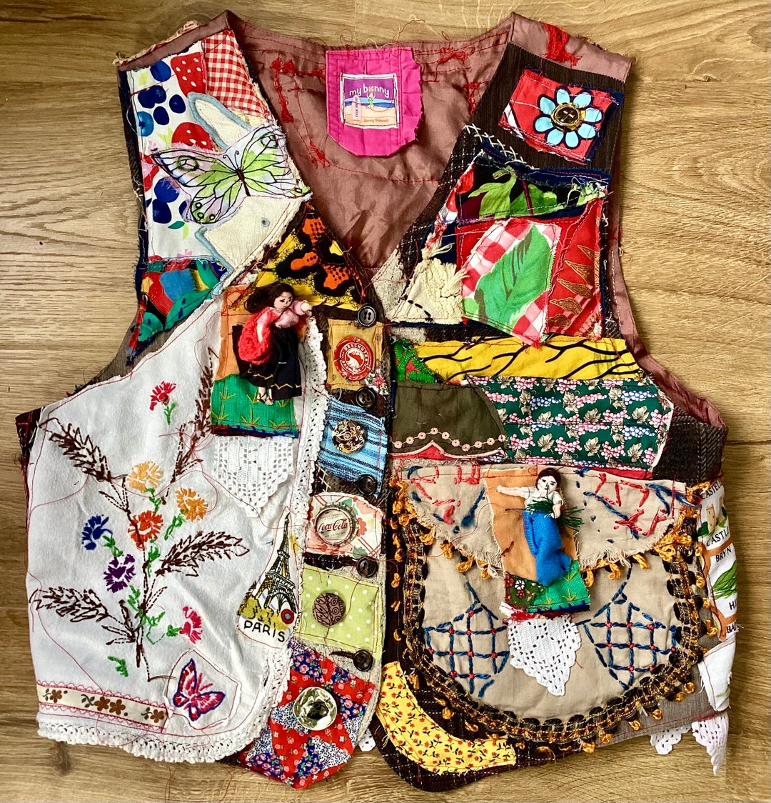 ARTISAN SCRAPS VEST of Many Colours My Bonny Wearable Fabric Collage ...