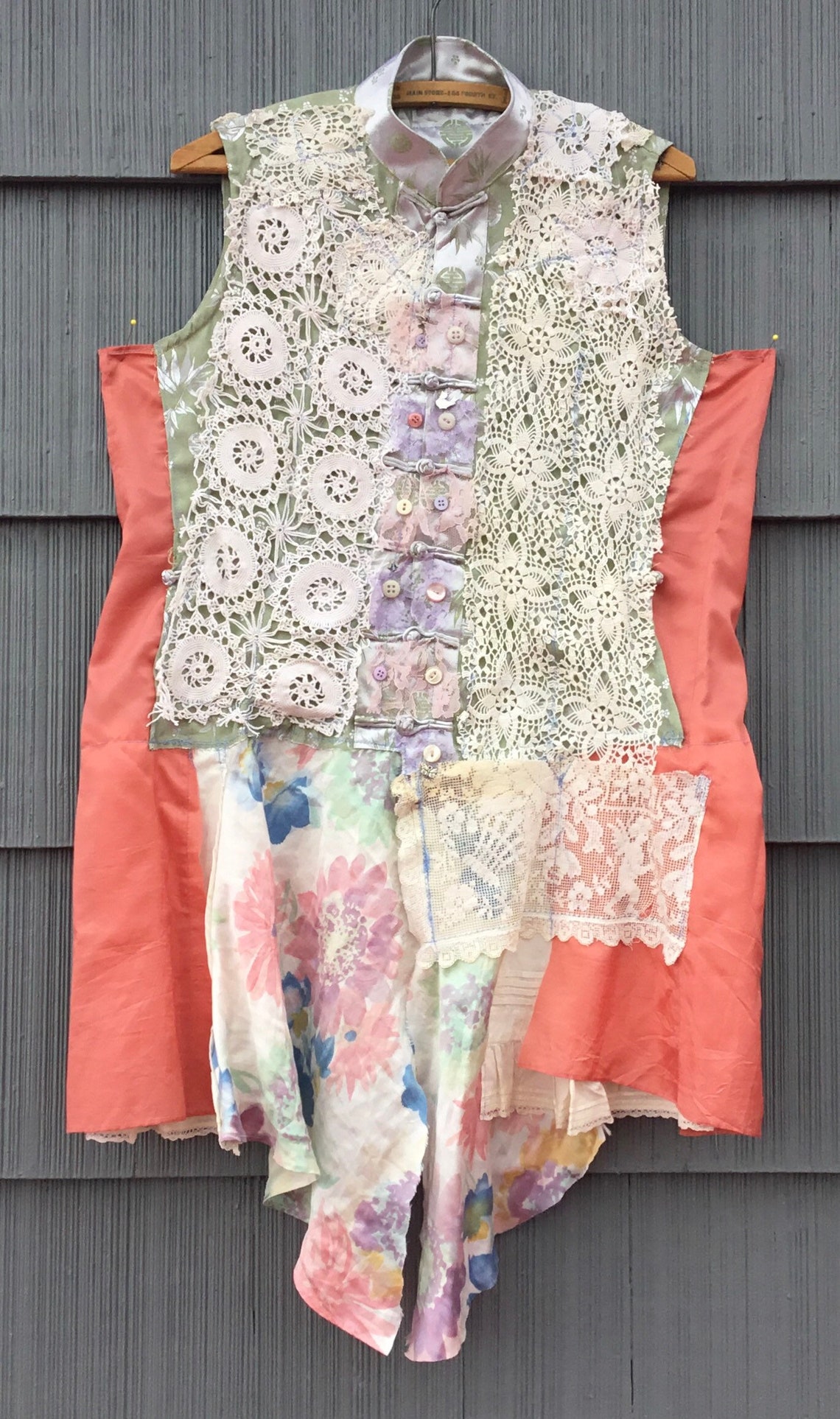 ASIAN SILK VEST my bonny Altered Embellished Patchwork | Etsy