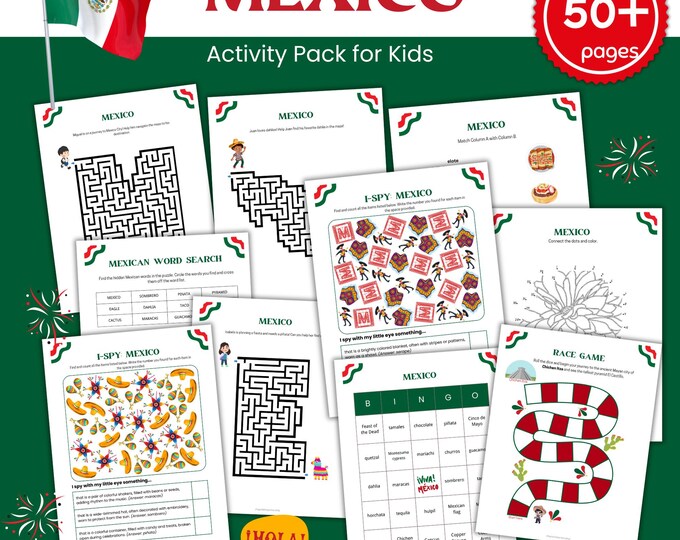 Mexico Worksheets Learning Activity Pack for Kids: Homeschool ...