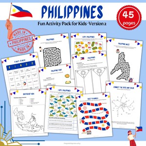 Philippines Worksheets Learning Activity Pack for Kids: Printable ...