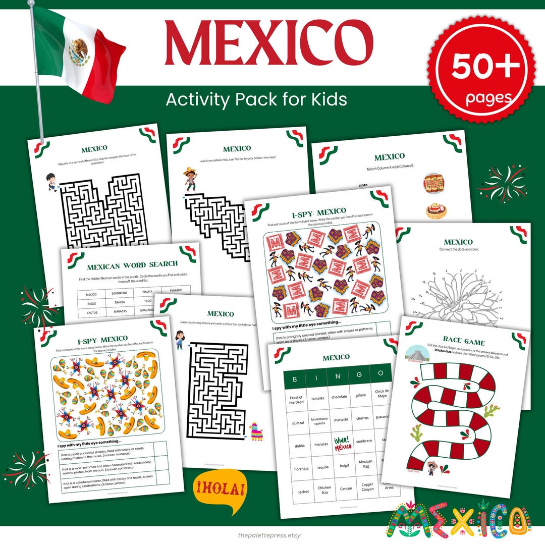 Activity Pack About Mexico for Kids (preschool, Kinder, and Gradeschool ...