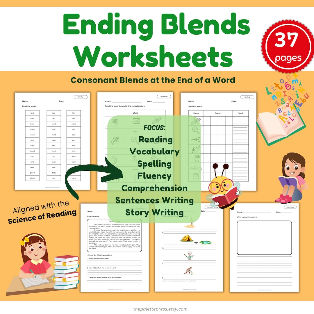 Consonant Blends Worksheets: Early Reading Phonics for Kids,preschool ...