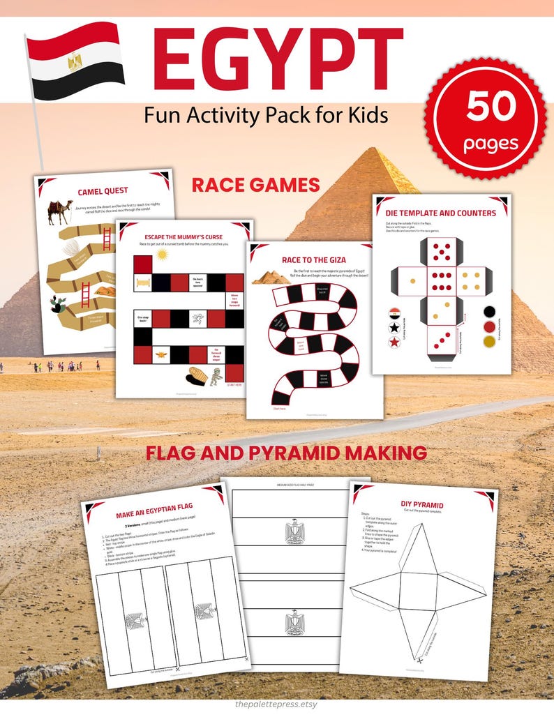 EGYPT Worksheets Learning Activity Pack for Kids: Ancient Pyramids ...