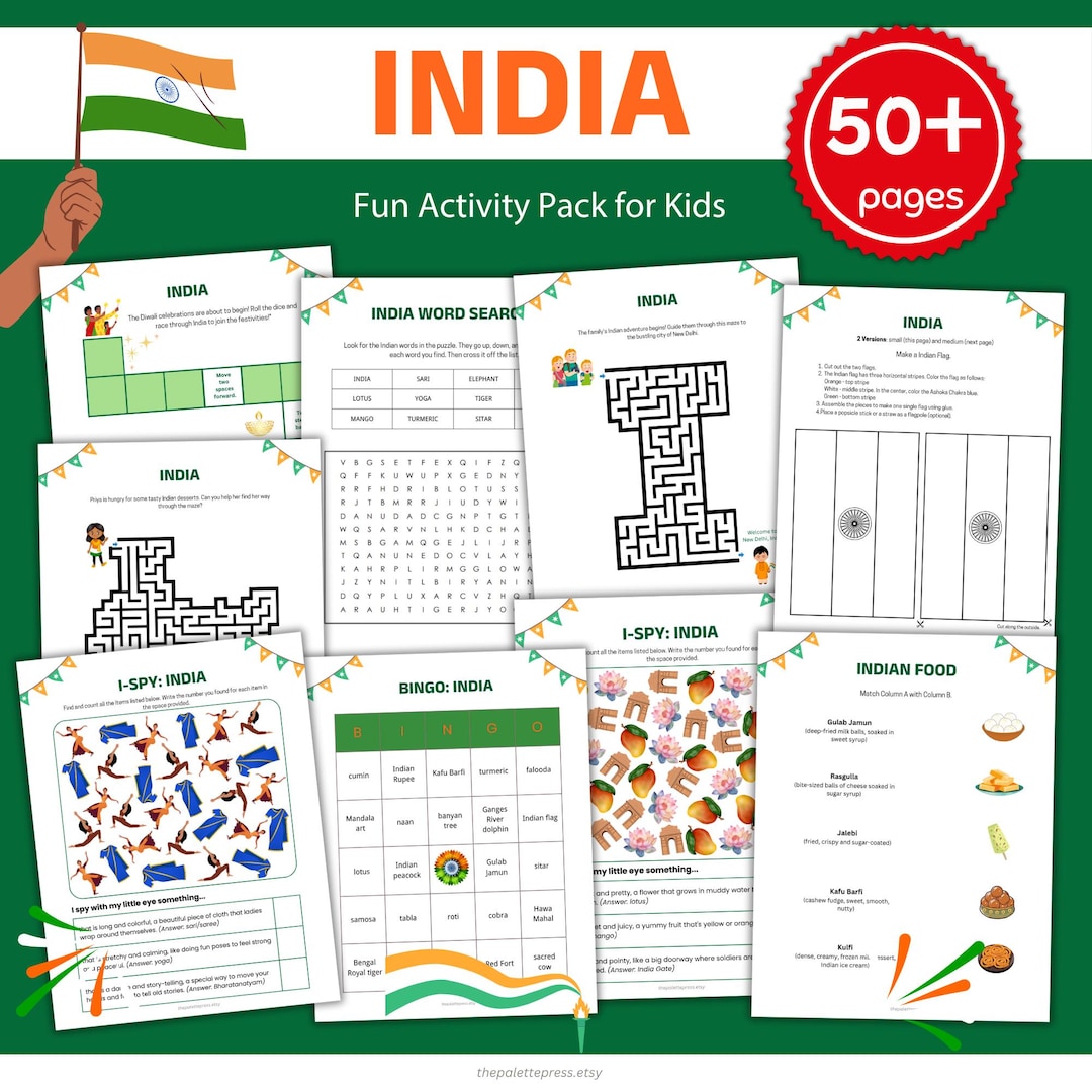 Activity Pack About India for Kids (preschool, Kindergarten ...