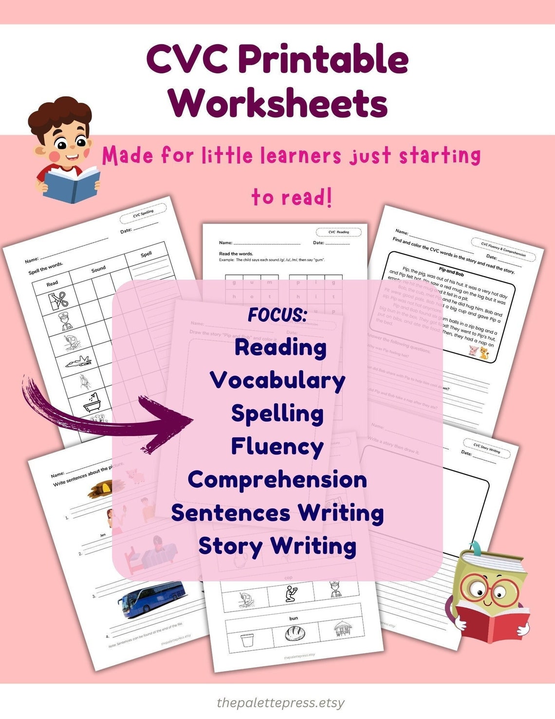 CVC Worksheets for Kids Science of Reading (SOR) Aligned - Phonics for ...