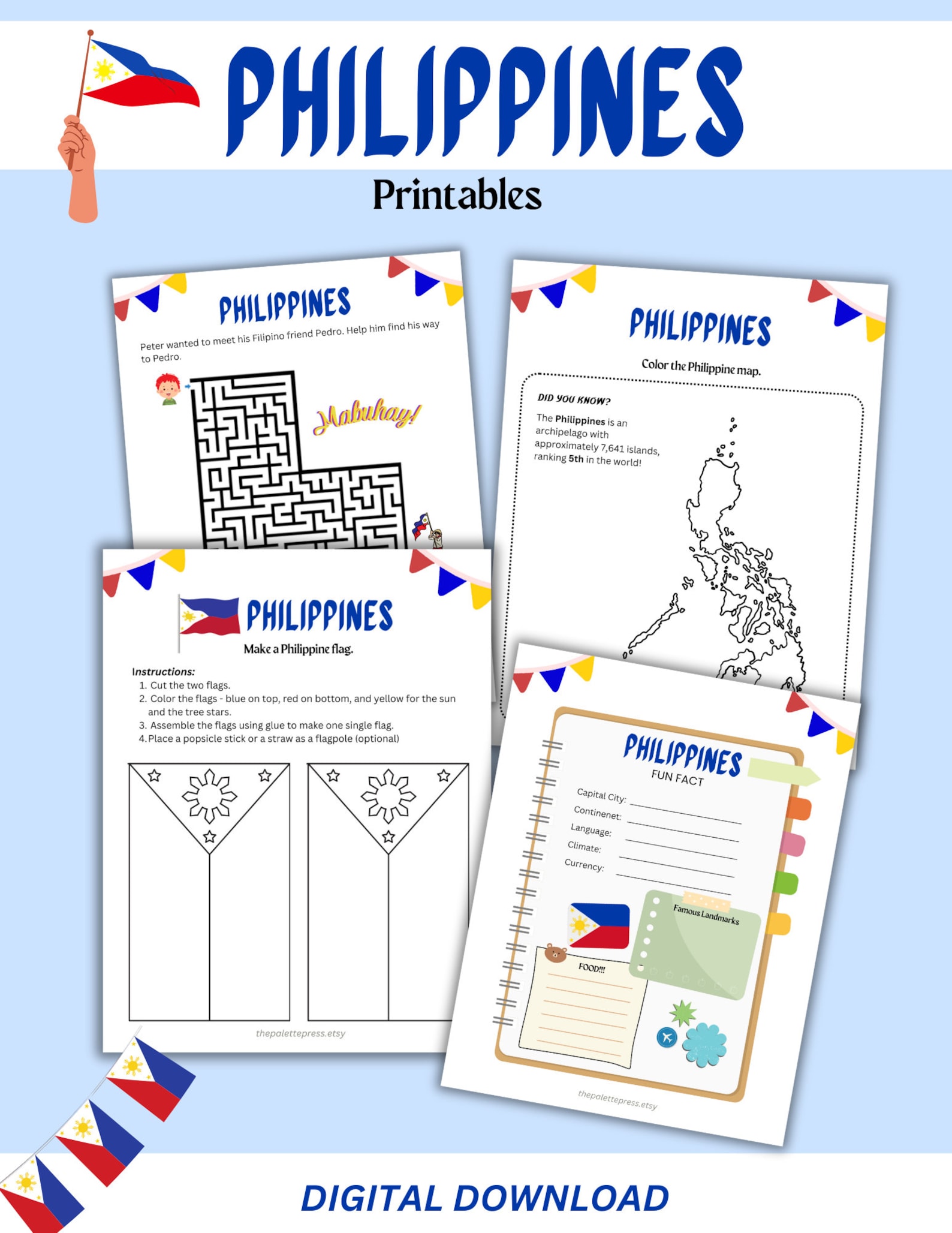 Activity Sheets About the Philippines for Kids - Etsy