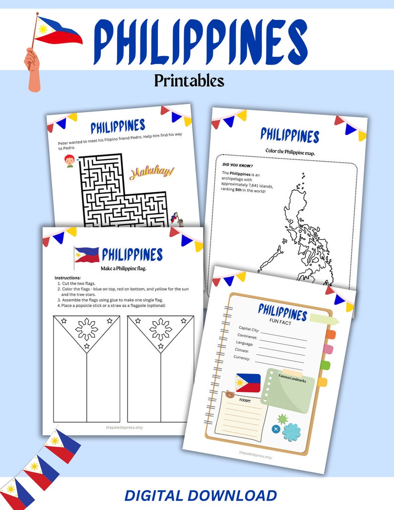PHILIPPINES Activity Pack for Kids: Preschool, Kinder, Homeschool ...