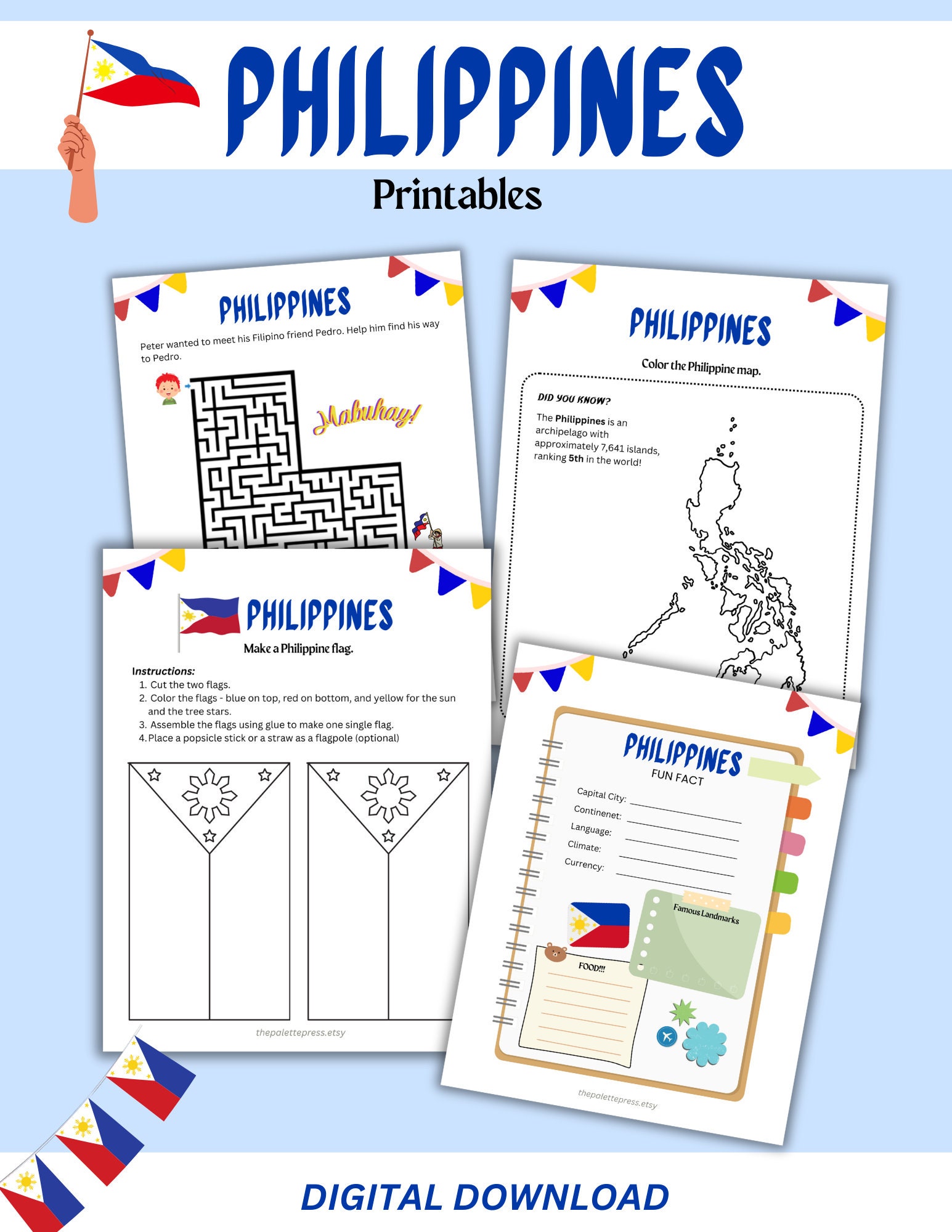 Activity Sheets About the Philippines for Kids - Etsy