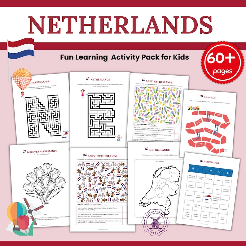Netherlands Learning Activity Pack for Kids (preschool, Kinder ...