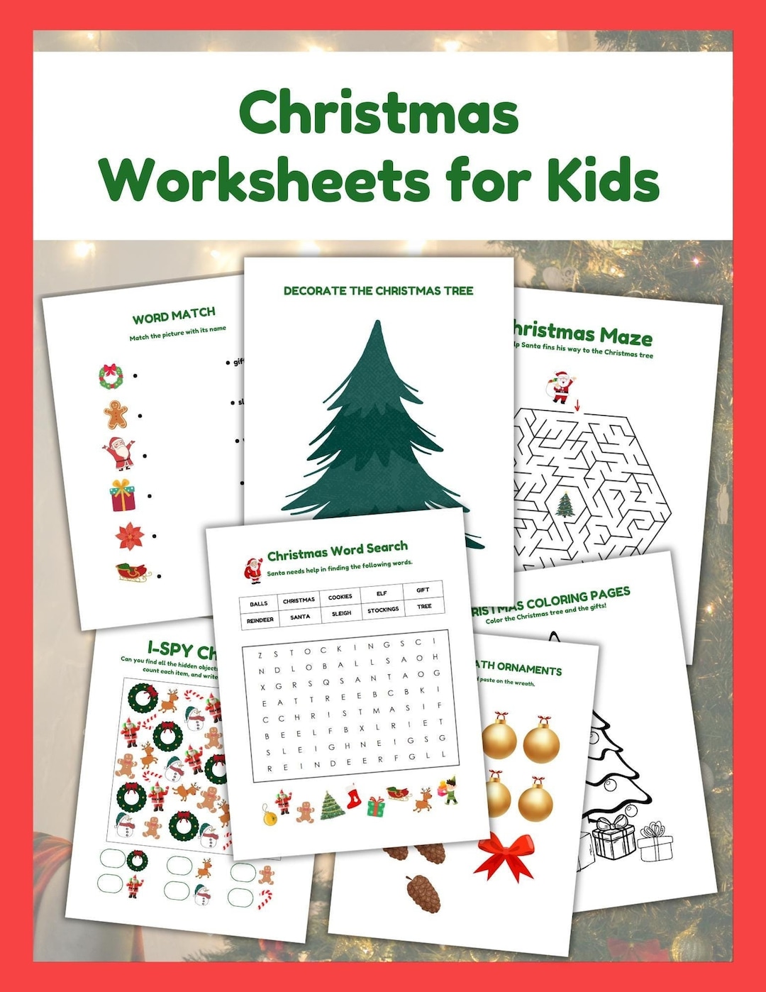 Christmas Activity Pack / Worksheet for Kids, Preschool - Etsy