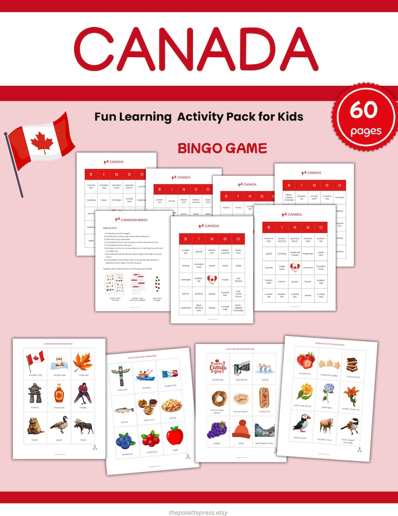 CANADA Worksheets Learning Activity Pack for Kids: Canadian Printable ...