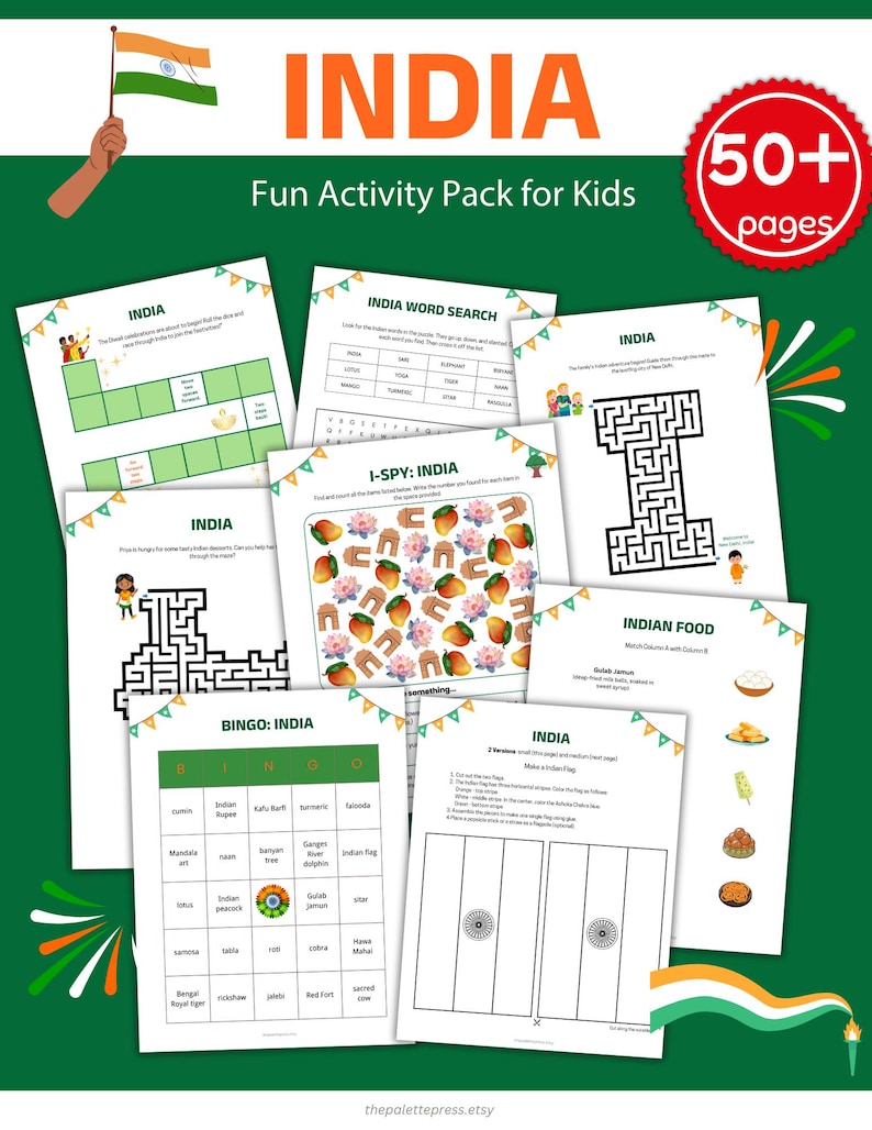 India Learning Activity Pack for Kids (preschool, Kindergarten ...