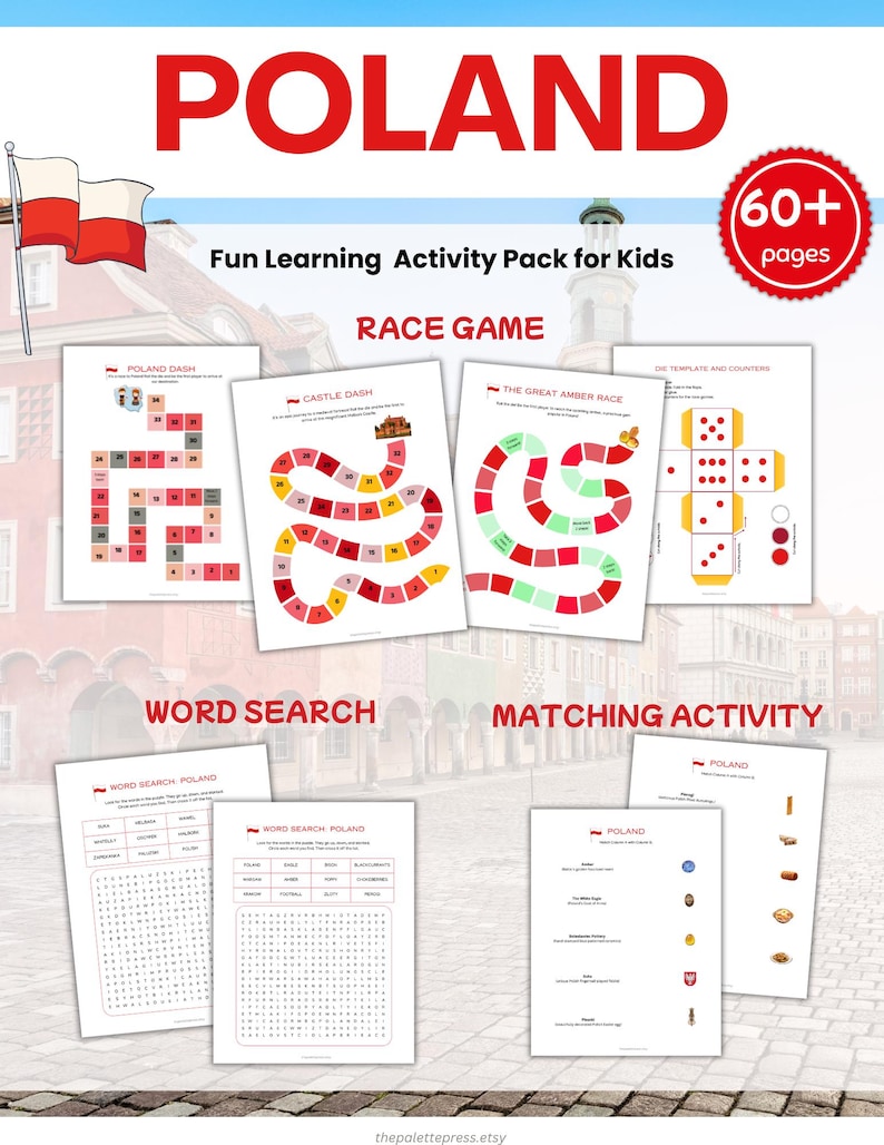 POLAND Worksheets Learning Activity Pack Kids: Polish Culture Coloring ...