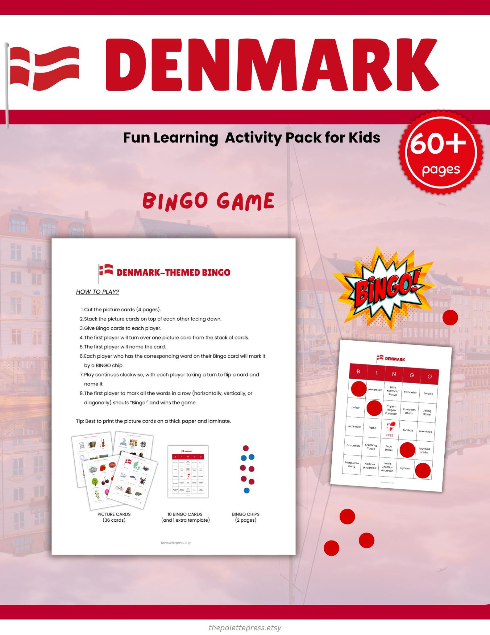 DENMARK Worksheets Learning Activity Pack for Kids: Fun Printable Games ...