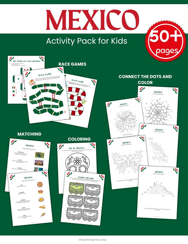 MEXICO Worksheets Learning Activity Pack for Kids: Homeschool ...