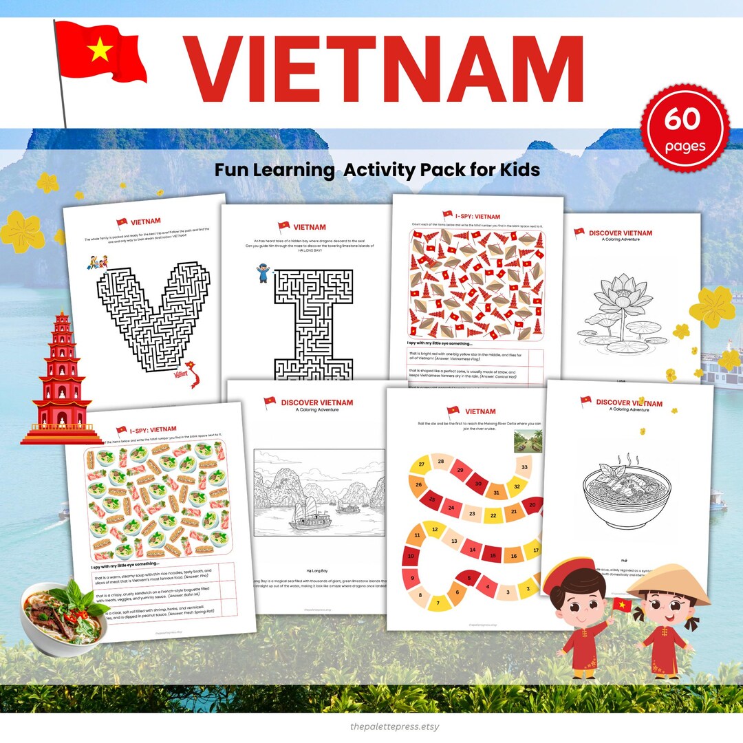 VIETNAM Learning Activity Pack for Kids: Country Study Printable ...