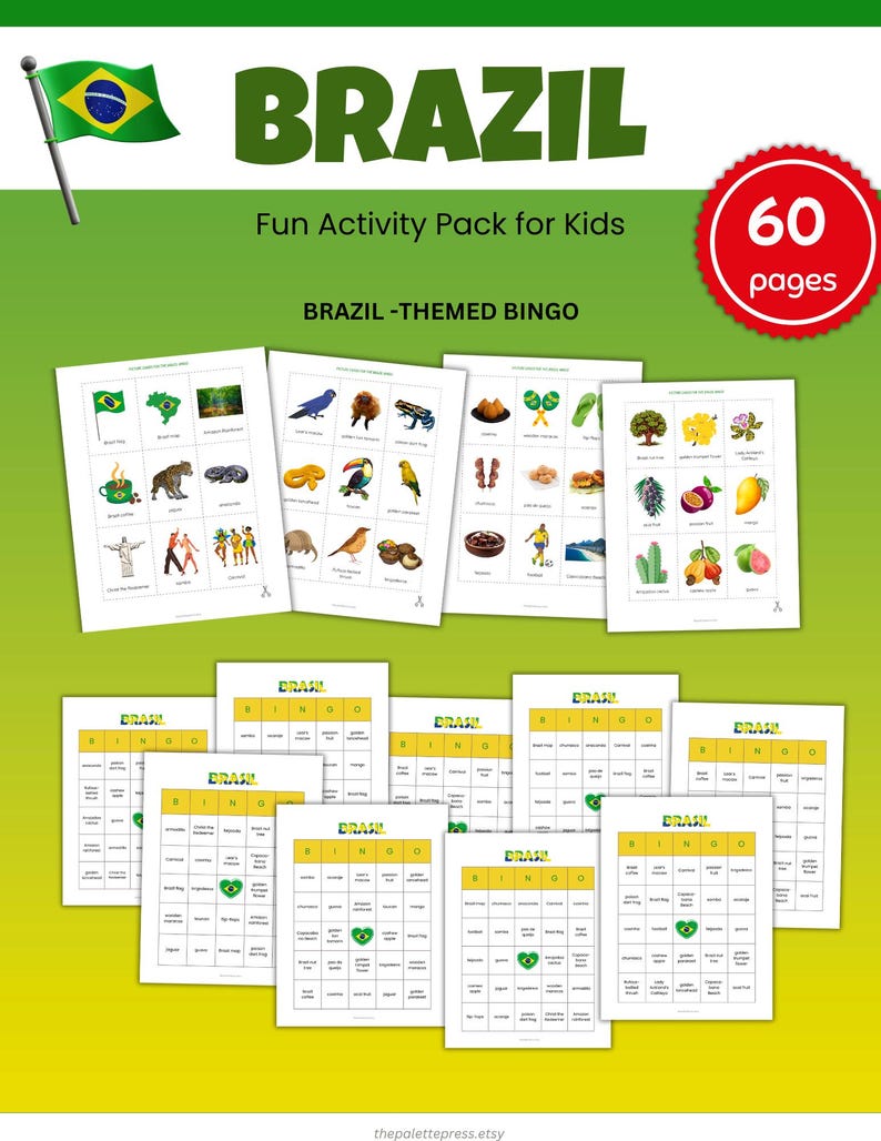 BRAZIL Worksheets Learning Activity Pack for Kids: Culture, Landmarks ...